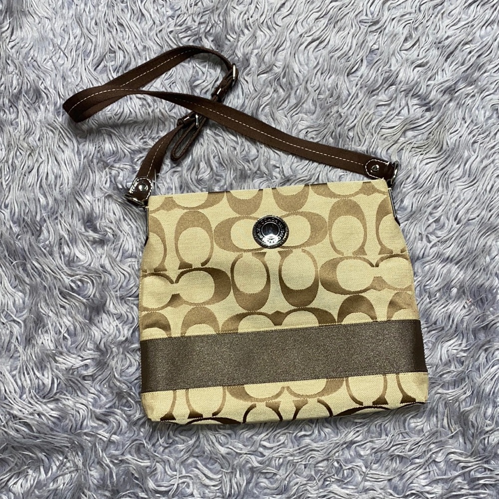 Coach Signature Stripe Crossbody File Bag - Gem